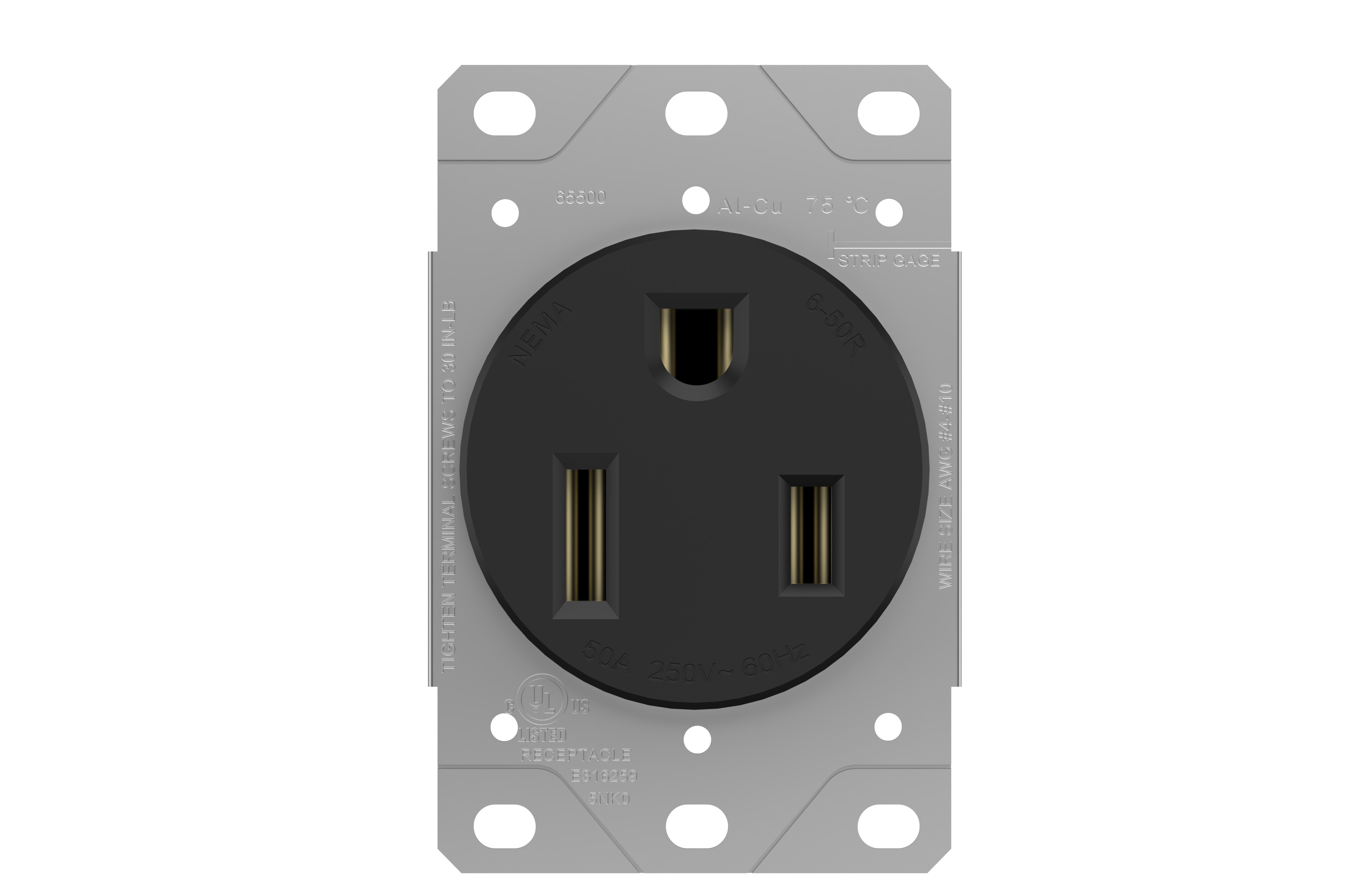 50 Amp 250V NEMA 6-50R Power Outlet, Heavy-Duty 50A Receptacle, for ...