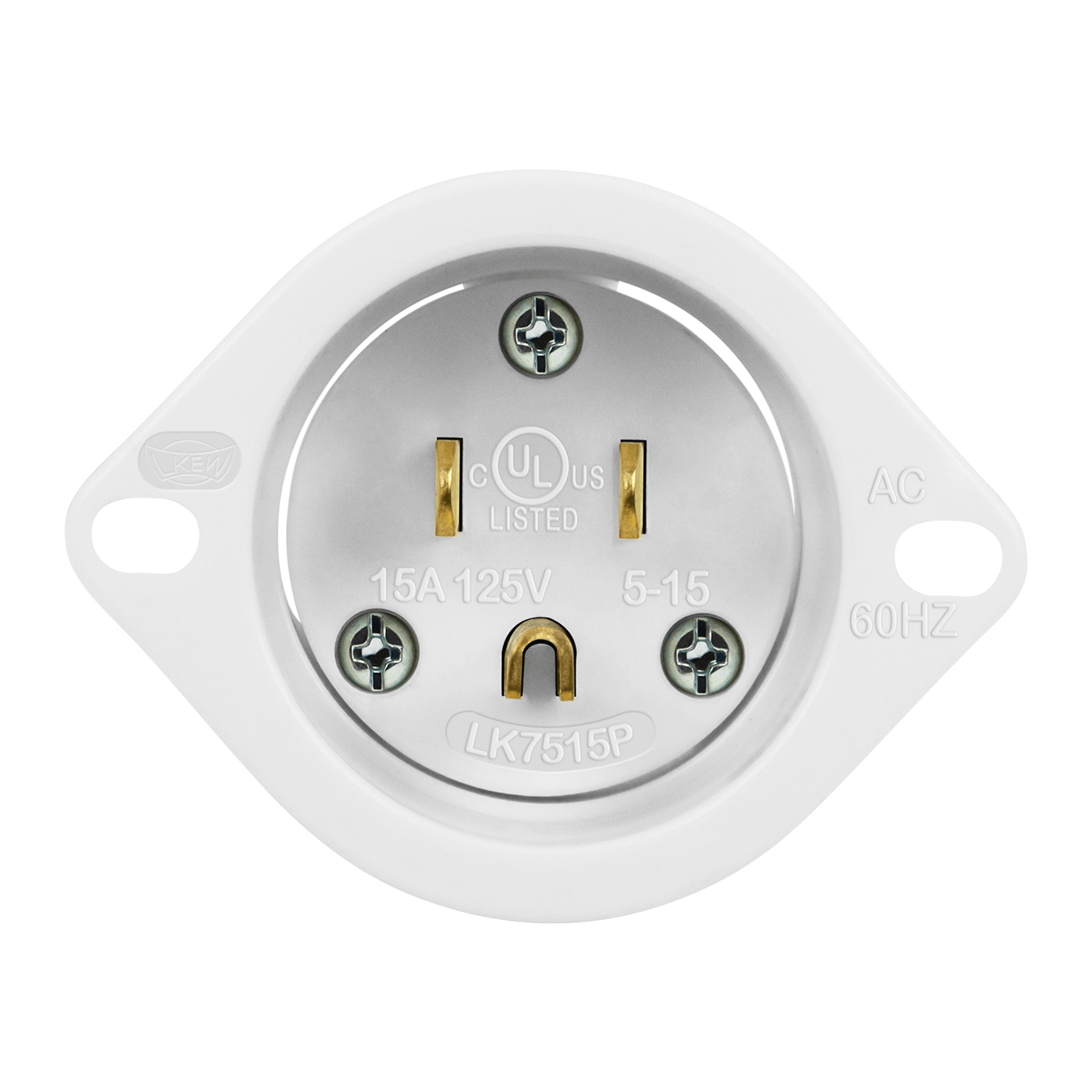 Straight Blade Flanged Inlet, NEMA 5-15, 15A 125VAC - Wiring Devices ...