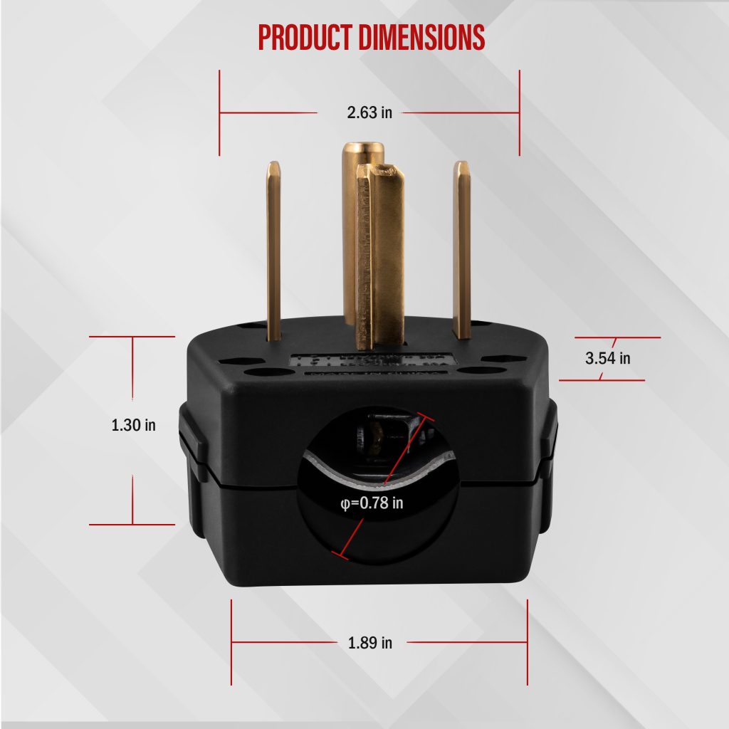 Straight Blade Angle Plug, AC Dryer Replacement Male Angle Plug, NEMA ...