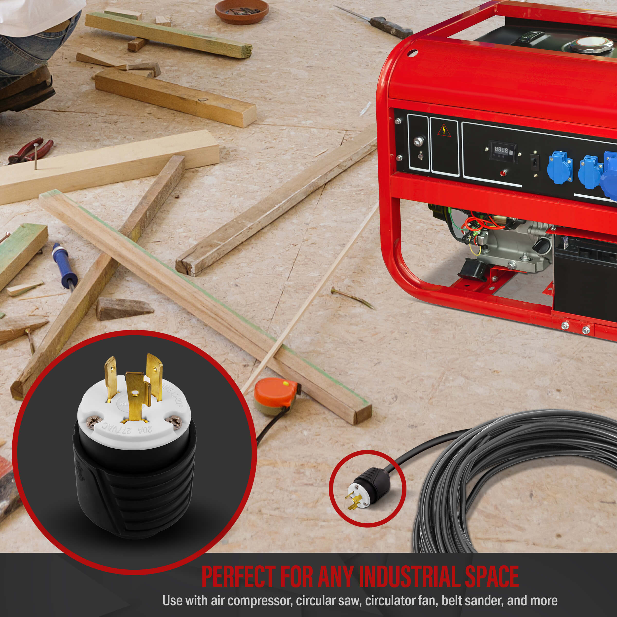 ENERLITES Locking Cord Connector, NEMA L7-20C, 20A 277VAC, Industrial ...