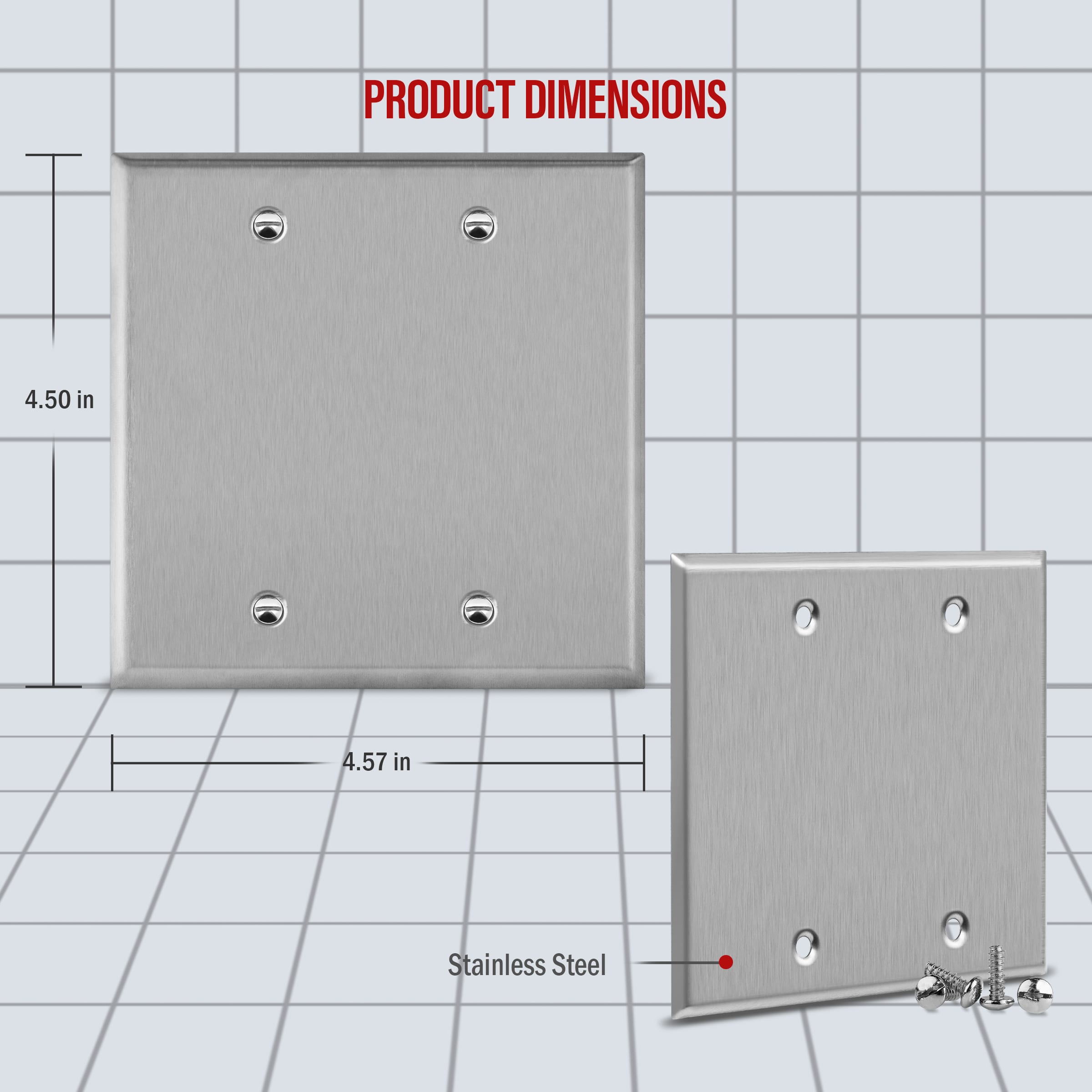 2-Gang Blank Stainless Steel Wall Switch Plate | TOPGREENER