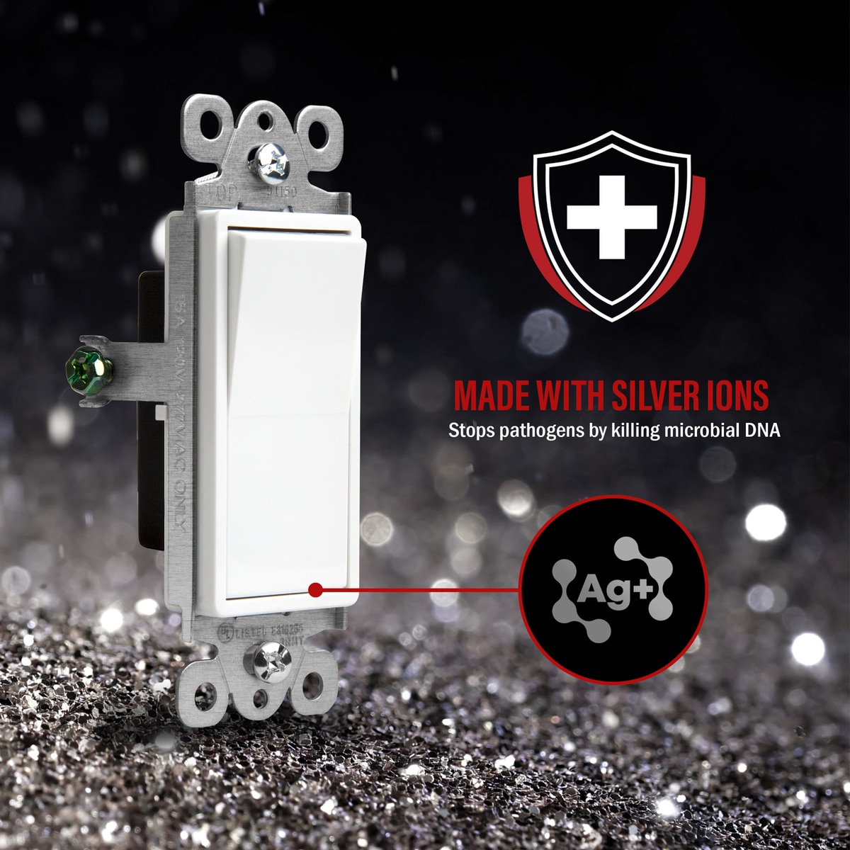 Antimicrobial Decorator Paddle Rocker Light Switch Single Pole - Wiring ...