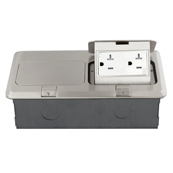 2-Gang Rectangle Pop-Up Floor Box with Dual 20A TR Receptacles ...
