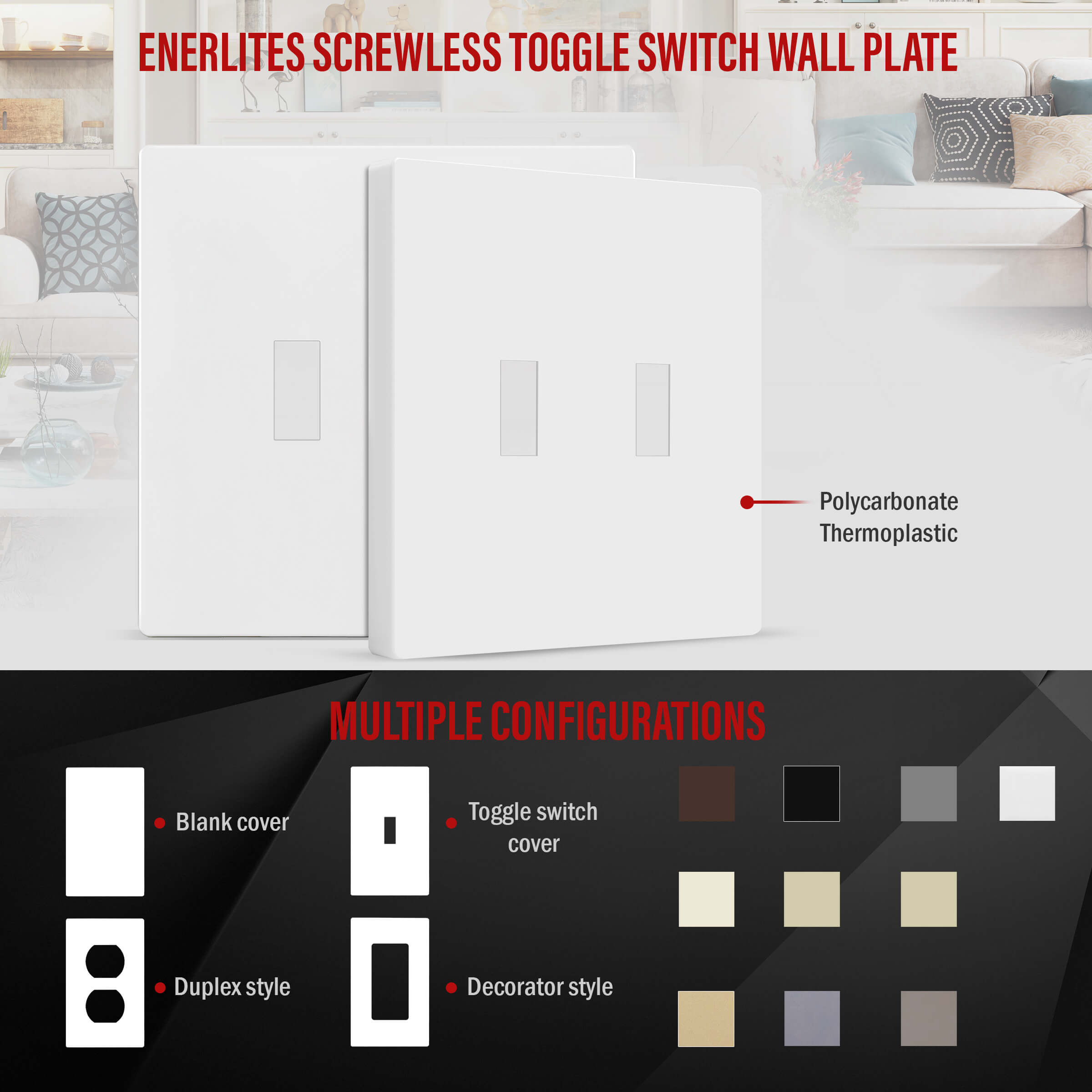 Screwless Double Toggle Switch Wall Plate | TOPGREENER