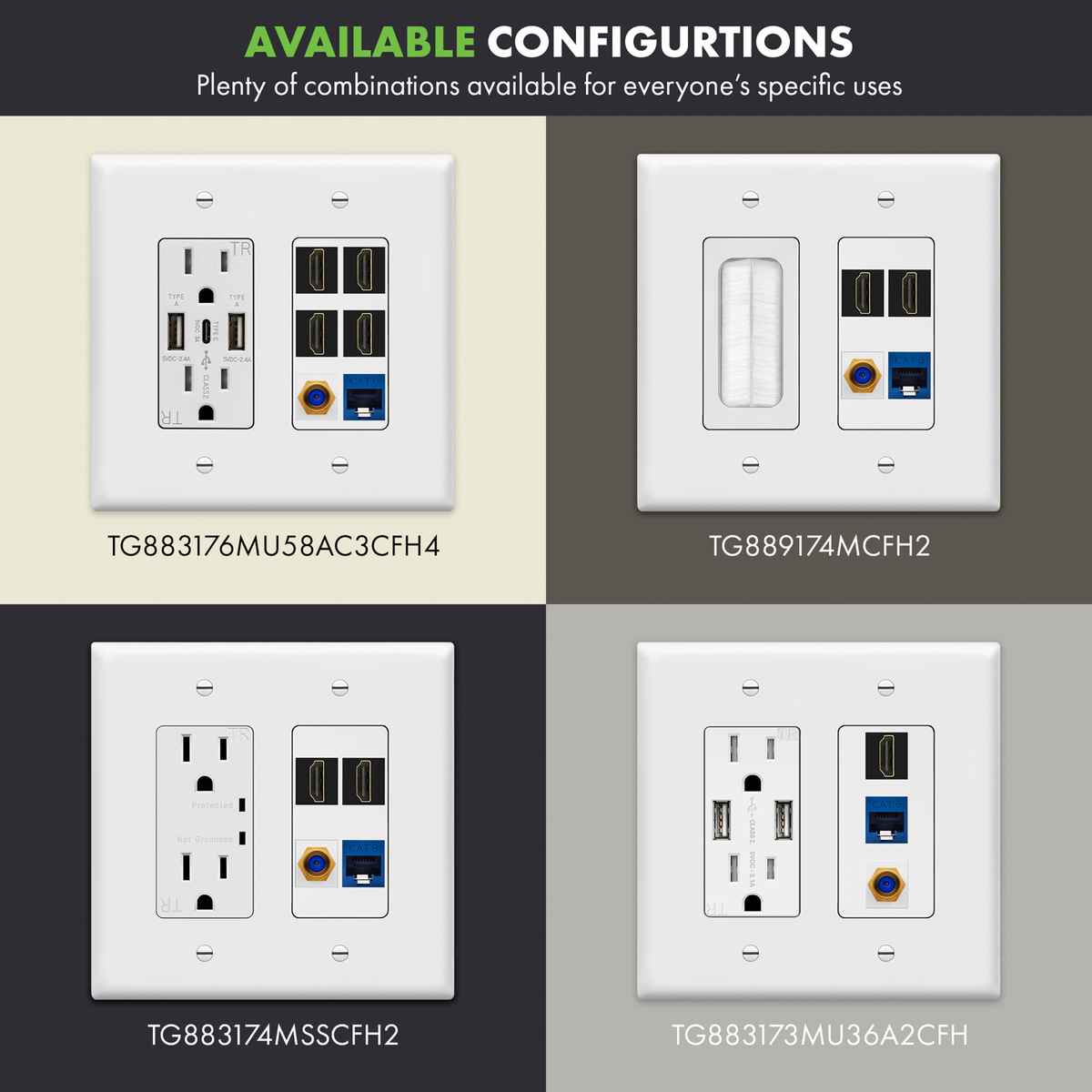Double Gang Datacom5.8A USB Wall Outlet | TOPGREENER