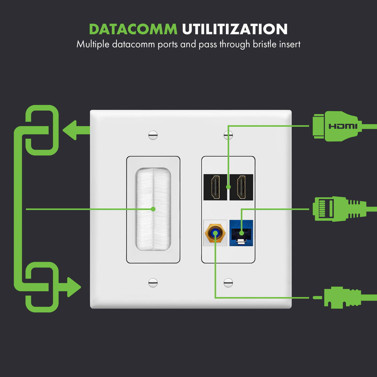 Double Gang Datacom with Multimedia 4-Port Jack | TOPGREENER