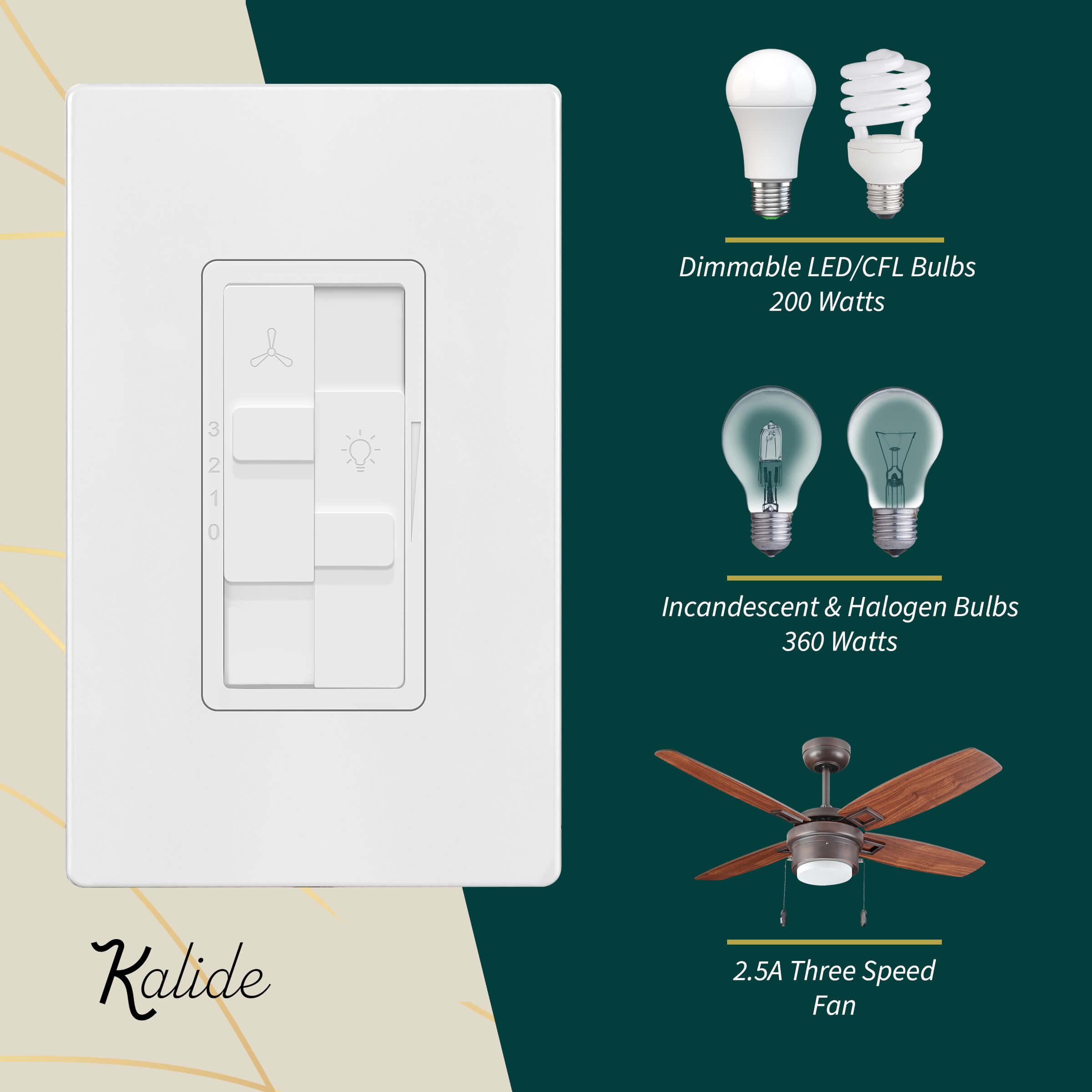 Combo Dimmer Switch with 3-Speed Fan Control | TOPGREENER