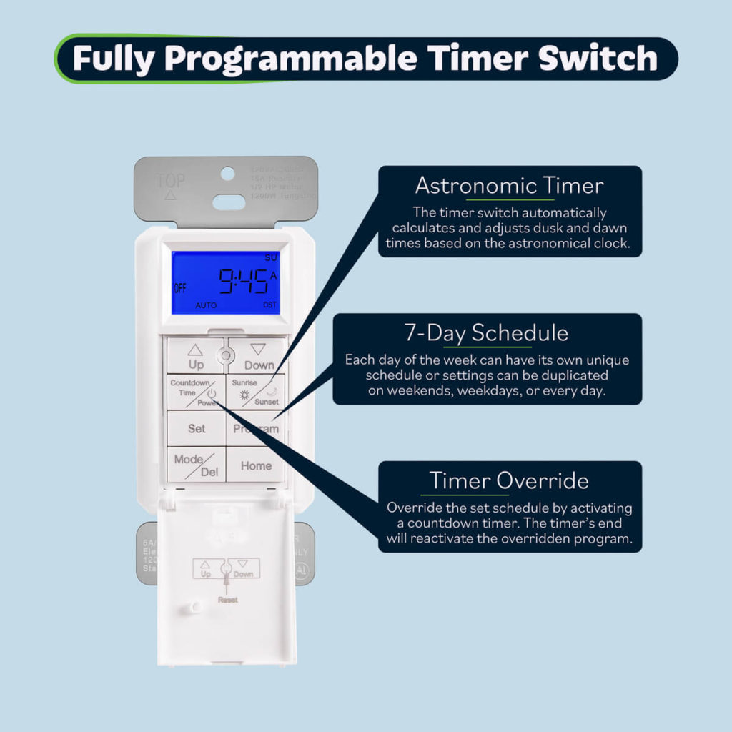 7-day Schedule Timer TOPGREENER 7-Day Digital Timer Switch - Astronomic Programmable Wall Timer ...