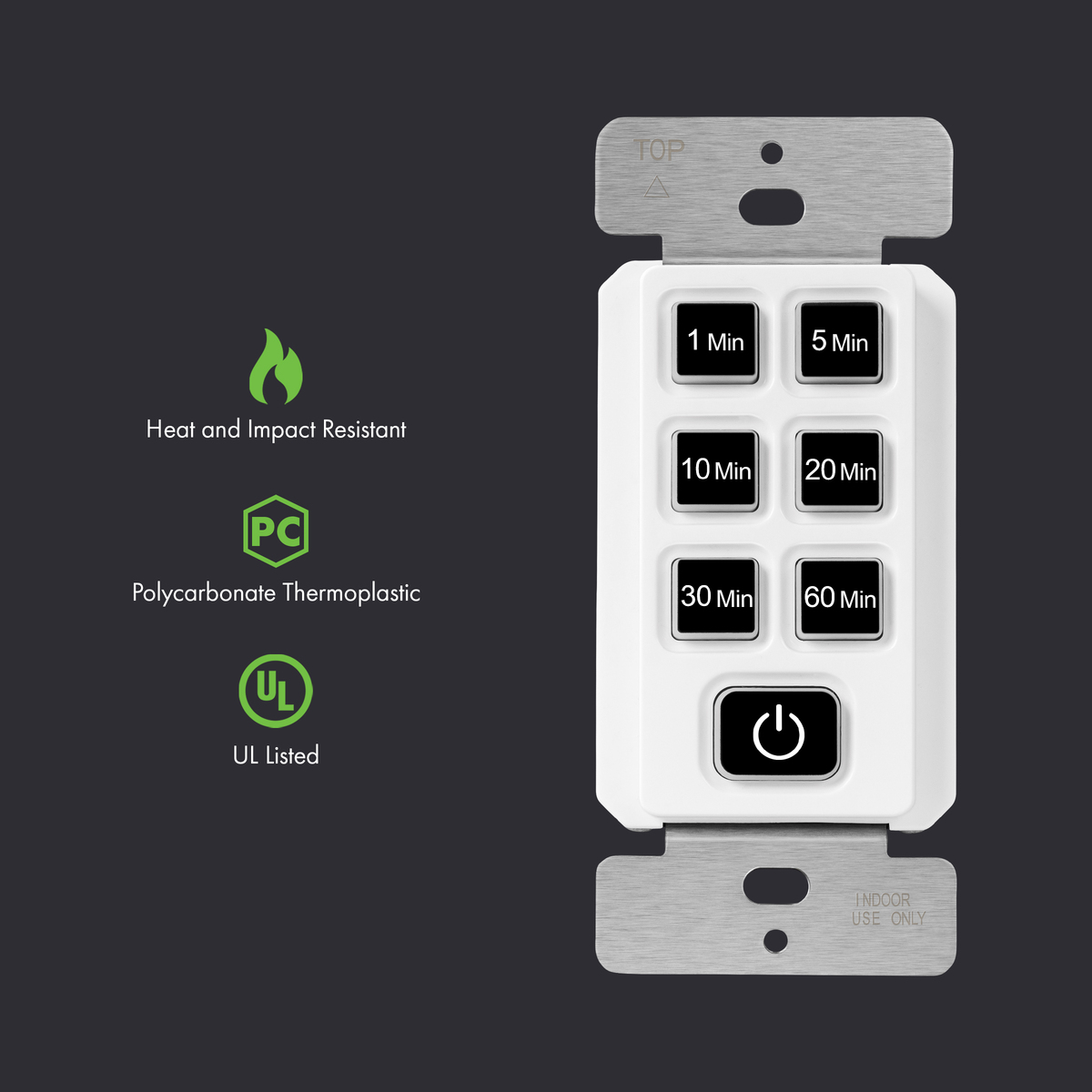 1-Hour Countdown Timer Switch (No Neutral) | TOPGREENER