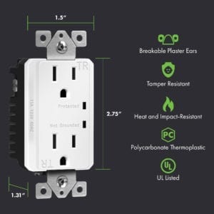 TOPGREENER Decorator Receptacle w Surge Protection | $22.99-$24.99